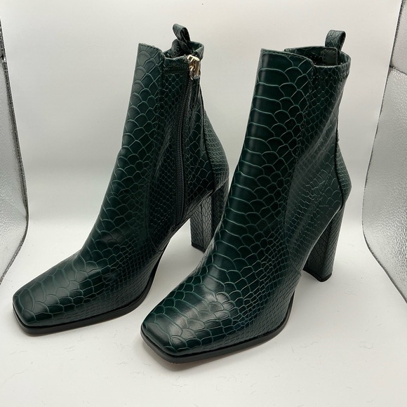 Aldo | Shoes | Aldo Aurla Green Crocembossed Ankle Boots | Poshmark